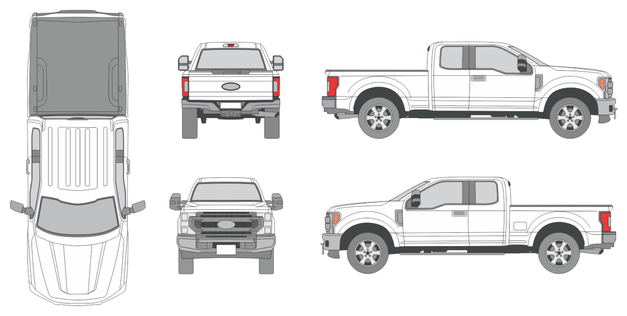 Ford F-250 2020 Extended Cab Short Bed - Vehicle Templates Unleashed