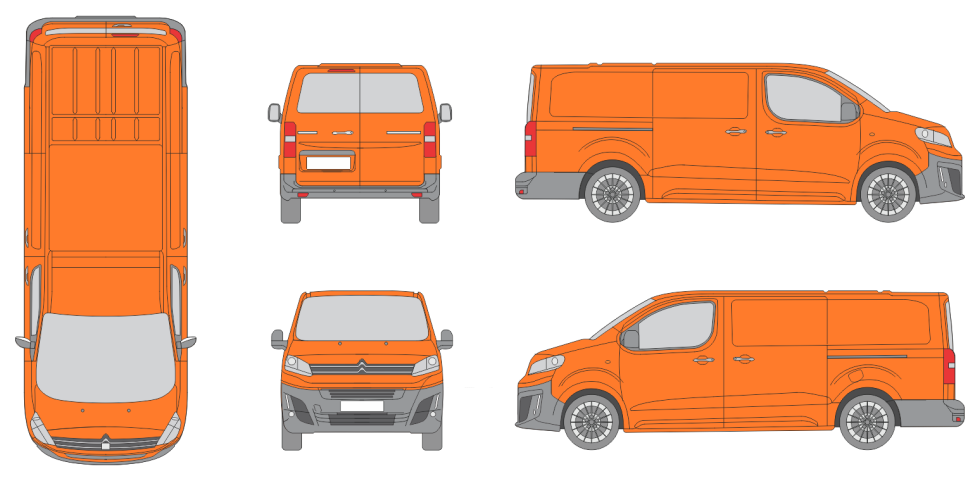 Citroen Dispatch 2016 Long Rear Swing Doors Window - Vehicle Templates ...
